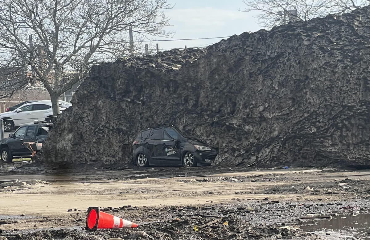 One Foot Tsunami: Vehicles Crushed by Snow